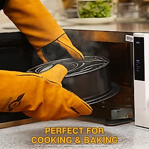 Guardian Leather Welding Heat Resistant Gloves – 16” All-In-One Stick/Mig/ Tig Welding Gloves Use as Mitts BBQ Gloves, Grill Gloves, Oven Gloves & More - Built to Last with Industrial Strength Sewing