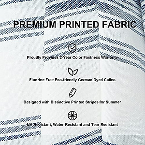 Tempera 9ft Striped Patio Umbrellas Outdoor Table Market Umbrellas with 2-year Nonfading Canopy, 8 Sturdy Ribs, Auto Tilt & Crank, Easy to set