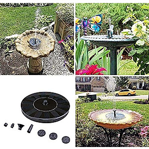 Lheng Solar Powered Fountain Pump, Solar Birdbath Fountain, 7V/1.4W Free Standing Floating Birdbath Water Pumps for Garden, Patio, Pond and PoolIdeal