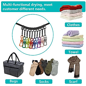 Retractable Car Carrying Camping Drying Portable Clothesline, 10 Clothespins, Home Use Hole-Free Clothesline for Traveling, Car Carrying, Outdoor Camping