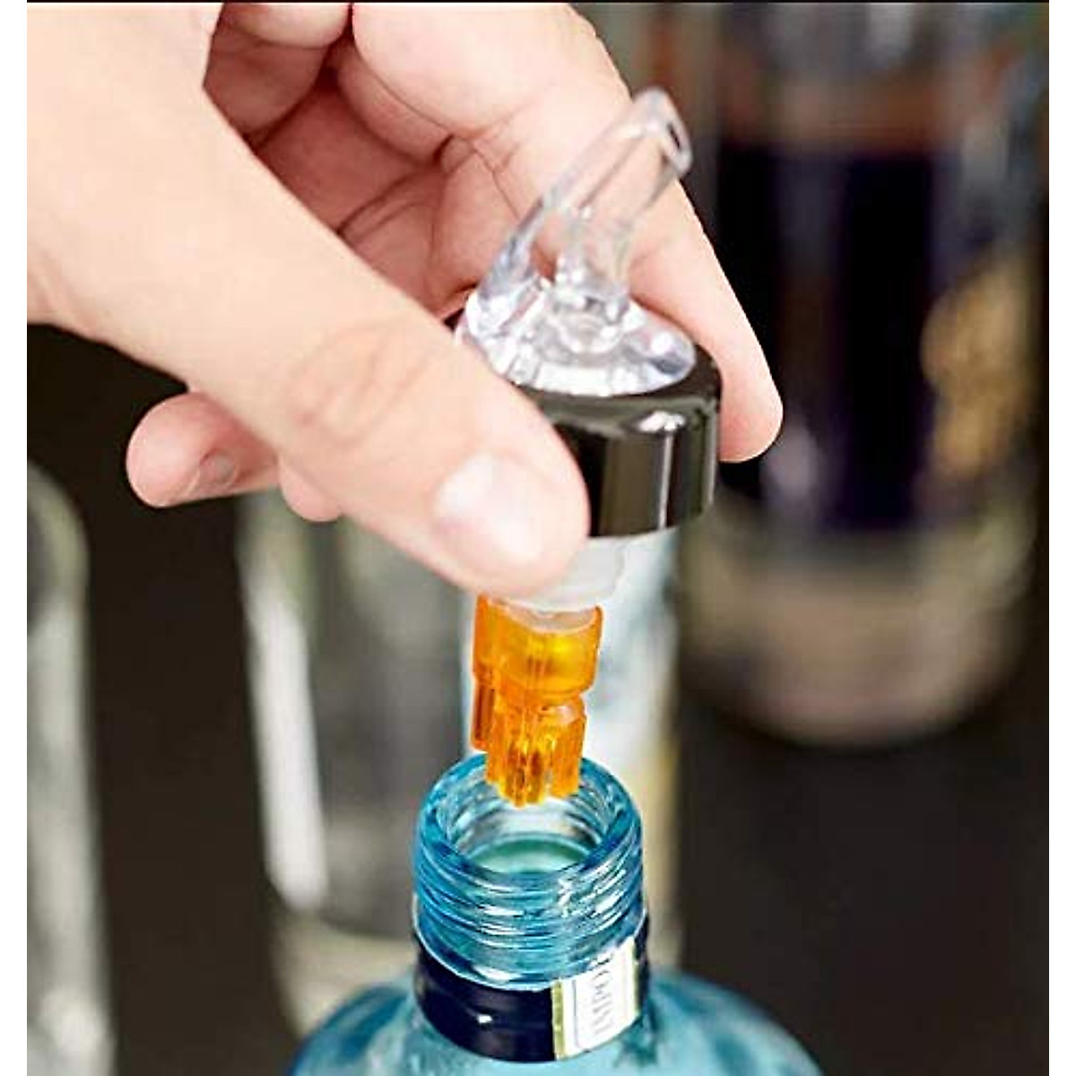 (12-PCS - 1/2 Ounce) Orange Automatic Measure Pourer Drinks Wine Cocktail Dispenser Portion Control Bar Tools Measured Quick Shot Spirit Liquor Pourers Stopper with Collar