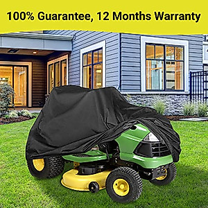 PrimeShield Lawn Riding Mower Cover, Heavy Duty Waterproof Windproof Tractor Cover, Decks up to 54 Inches, Black