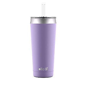 Ello Beacon Vacuum Insulated Stainless Steel Tumbler with Slider Lid and Optional Straw, 24 oz, Lavender