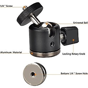 UTEBIT C Clamp with Tripod Head Adjustable Camera Clamp Mount Set for Desktop 360 Degree Swivel Mini Ball Head with Hot Shoe and 1/4 Screw Compatible with Canon Nikon DSLR Monitor
