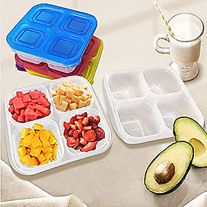 AQSXO 5 Pcs Bento Snack Food Containers, Divided Food Storage with Lids for Travel, Reusable Meal Prep Lunch Containers.