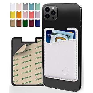 Premium Leather Phone Card Holder - Stick On Wallet for iPhone and Android Smartphones - Minimalist Style with Non-Slip Lining Secures Up to 3 Cards Kangaroo