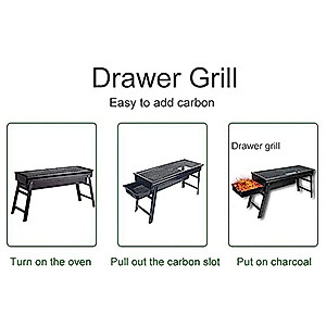 Portable Folding Charcoal Stainless Steel Barbecue Grill Outdoor Garden BBQ Utensil for Terrace Garden Hiking Picnics Party