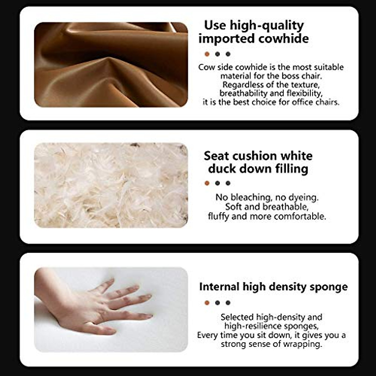 Office Chair,Ergonomic Leather Computer Home Comfortable Task Reclining Back Study Desk Chair