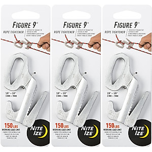 Nite Ize Figure 9 Rope Tightener, Large - Aluminum (3-Pack)