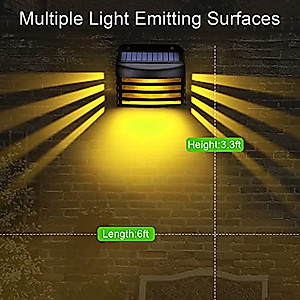 Solar Fence Lights, 4 Pack Solar Deck Lights Outdoor, IP65 Waterproof Wireless Solar Night Step Lights, Automatic Decorative Wall Lights for Path, Patio, Garden, Porch, Lawn, Stair, Yard, Warm Light