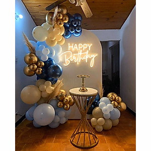 Blue Graduation Balloon Garland Arch Kit Metallic and Macaron Gold and Metallic for Birthday Party Decorations Wedding Bridal Baby Shower Ivory White