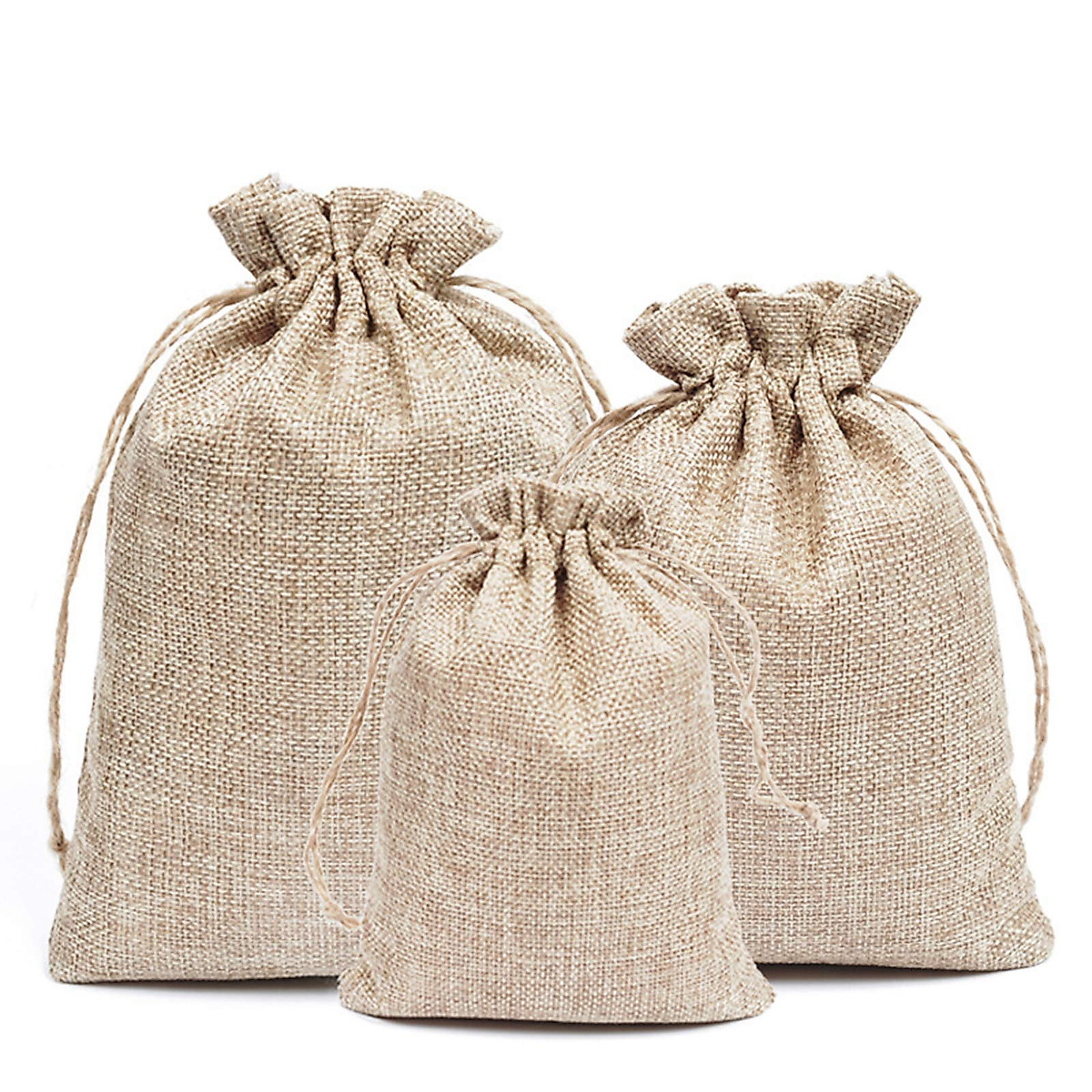 Burlap Bags, 25 Packs 8''x12'' Drawstring Gift Bag Burlap Candy Pouch Party Favor Linen Pockets for Wedding Birthday Party Halloween Thanksgivings Christmas New Year Valentine's Day (8''x12'')