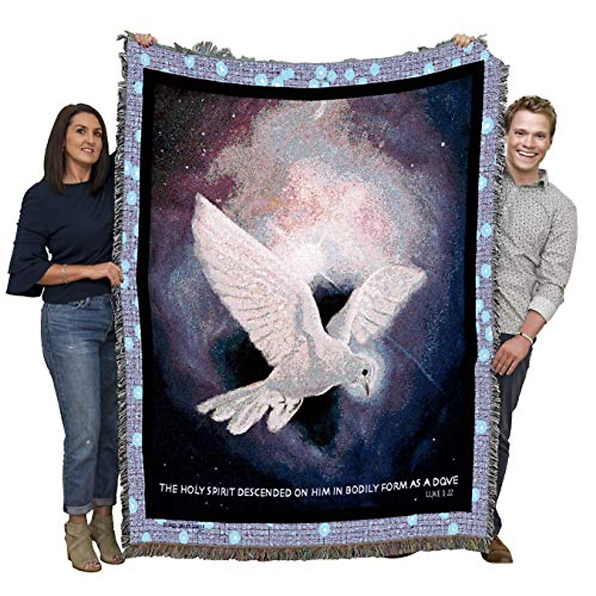Pure Country Weavers The Holy Spirit Descended on Him Blanket by Stephen Sawyer - Scriptures - Luke 3:22 - Religious Gift Tapestry Throw Woven from Cotton - Made in The USA (72x54)