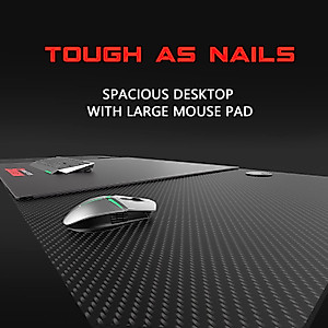 VITESSE 55 Inch Ergonomic Gaming Desk, Z-Shaped Office PC Computer Desk with Large Mouse Pad, Gamer Tables Pro with USB Gaming Handle Rack, Stand Cup Holder&Headphone Hook (Black, 55 inch)