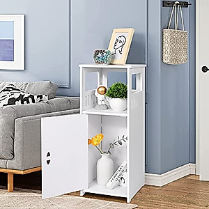Bathroom Floor Storage Cabinet White,Narrow Space Cabinet with Door and Shelf,Bathroom Furniture Cabinet,Side Organizer Rack Stand Table,Side Table/Nightstand/Side Cabinet for Bedroom Living Room.