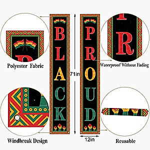 Black History Month Decoration Outdoor Black Proud Porch Sign Banner African American Juneteenth Kwanzaa Decoration and Supplies for Home Party