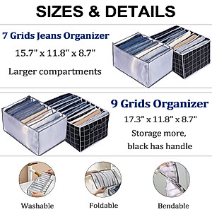 TOOVREN Wardrobe Clothes Organizer 9 Grids, Upgraded Closet Organizers and Storage Baskets, Drawer Organizers Clothing for Folded Clothes, Jeans, Pants, T-Shirt, Leggings, Dress, Sweaters (2PCS)