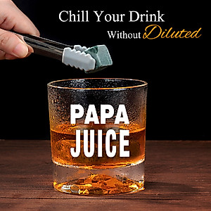 PONPUR "PAPA Juice Whiskey Glass Fathers Day, Funny Dad Birthday Gifts for Men Dad Grandpa Papa, Unique Gift from Daughter Son Kids, Cool Gag Bourbon Gift Ideas, Christmas Stocking Stuffers