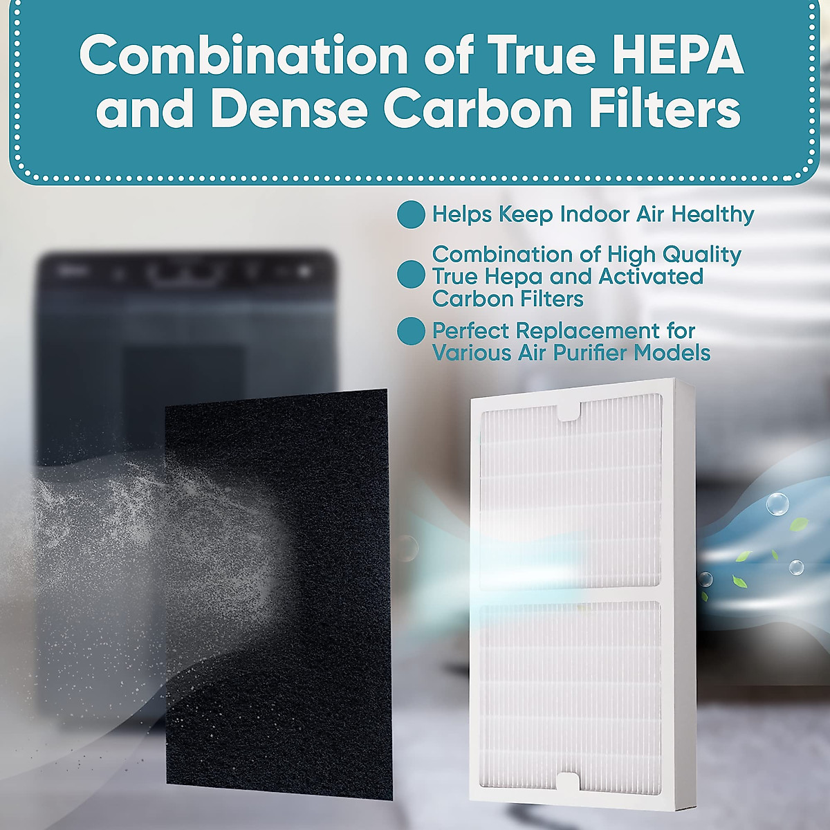 2 Pack Replacement Filters - C - for Idylis Air Purifiers IAP-10-280, IAP-10-200, Part# IAF-H-100C