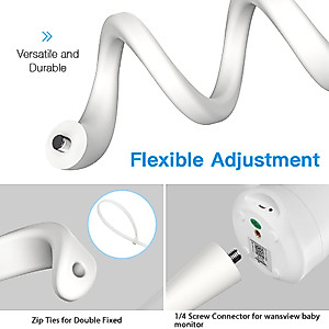 Anbage Baby Monitor Mount Baby Camera Holder Flexible Twist Mount Compatible with Wansview Baby Monitor Q6-W,Q5-B,Q5-W, Arlo Pro/Pro2/Ultra/Pro3/Go/HD Attached for Crib, Shelves or Other Places