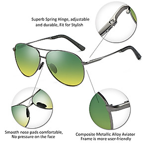 FEISEDY Night Driving Glasses Night Vision Aviator Anti Glare Eyewear for Men Women B2294