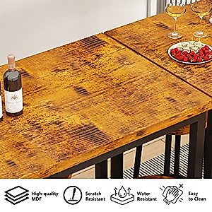AWQM Bar Height Table and Chairs Bar Table with 4 Stools Industrial Counter Height Dining Sets for Kitchen, Table of 43.4 x 23.6 x 35.7 Inches, Stool of 11.8 x 11.8 x 23.8 Inches, Industrial Brown