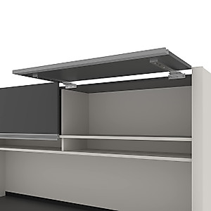 Bestar Connexion Credenza Desk with Two Pedestals and Hutch, 72W, Slate & Sandstone