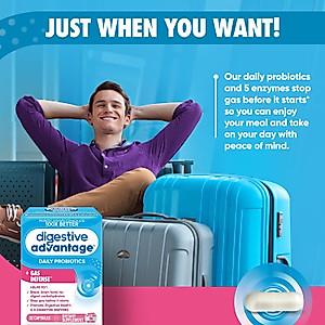 Digestive Advantage Fast Acting Enzymes + Daily Probiotic Prevent Gas & Break Down Food Particles 32 Count Capsules (2 Pack)