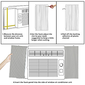 BJADE'S Window Air Conditioner Side Panels Kit,Window AC Foam Insulation Side Panels for Window AC Unit Indoor Air Conditioner Cover for Summer Winter Protection,18" x 9" x 7/8" Window Seal Panel