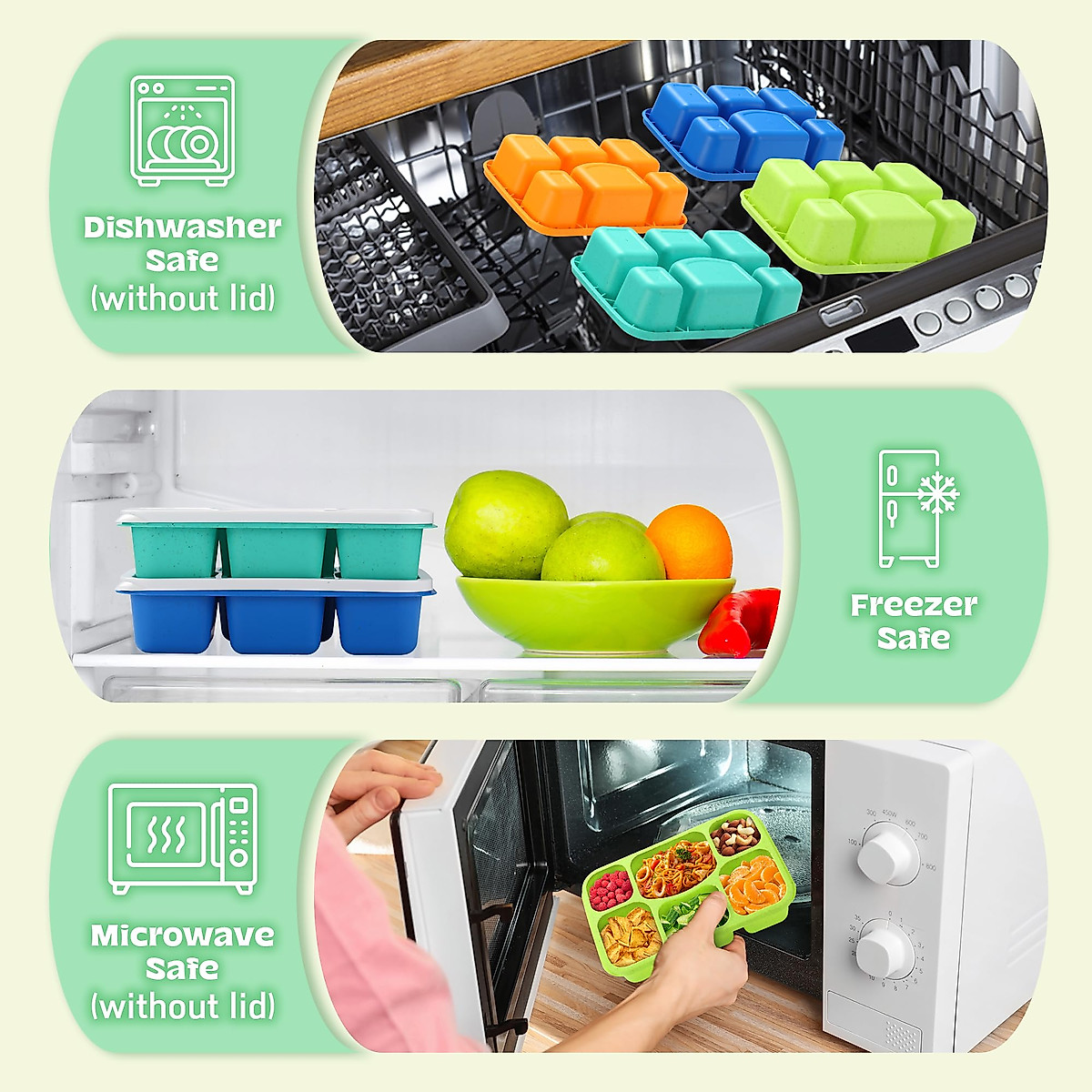 Bento Lunch Box Snack Containers, Reusable Meal Prep Lunchable Containers for Adults Kids, Stackable Bento Snack Box 4 Pack, 6 Compartment Divided Food Containers, Sauce Container, Bright Colors