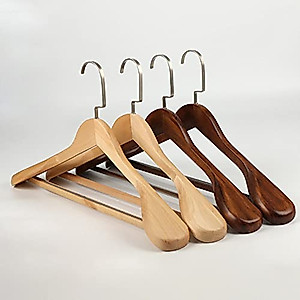 Yu2d 🌹🌹 High-Grade Wide Shoulder Wooden Coat Hangers - Solid Wood Suit Hanger（G）