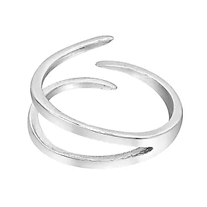 AeraVida Contemporary Double Banded .925 Sterling Silver Wraparound Ring (10)