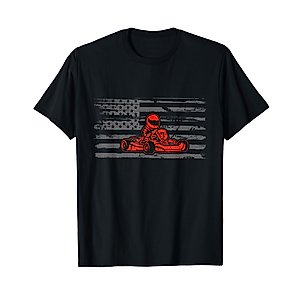 Go Kart Racing Patriotic American Flag Go Cart Racer T-Shirt