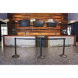 US Weight - U2000 Sentry Stanchion with 6.5 Foot Retractable Belt – Easy Connect Assembly (2-Pack), Black