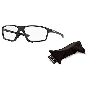 Oakley Crosslink Zero OX8080 808007 58MM Satin Black Square Eyeglasses for Men + BUNDLE With Designer iWear Eyewear Kit