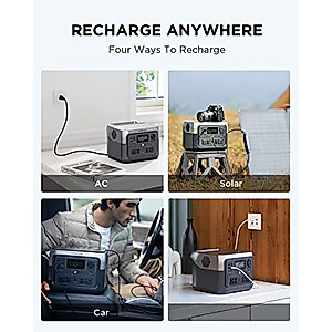 EF ECOFLOW Portable Power Station RIVER 2 Max, 512Wh LiFePO4 Battery/ 1 Hour Fast Charging, Up To 1000W Output Solar Generator (Solar Panel Optional) for Outdoor Camping/RVs/Home Use
