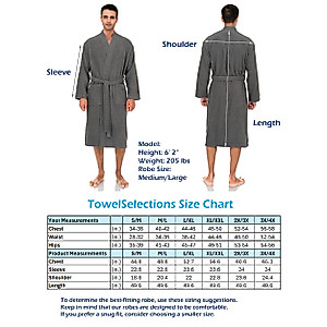 TowelSelections Mens Robe, Kimono Terry Cloth Bathrobe, Cotton Bath Robe for Men Large/X-Large Blue Heaven