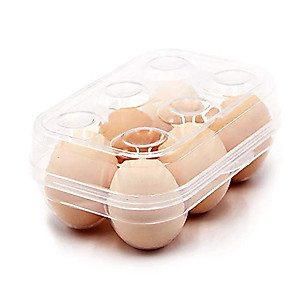 JAMOR 6 Grid Egg Storage Box Refrigerator Crisper Egg Protection Box Portable Egg Carriage Container For Camping Picnic Essential (White)