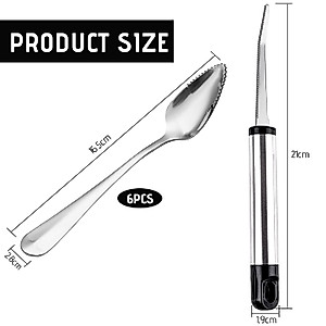 WXJ13 7 PCS Grapefruit Spoons and Grapefruit Knife, Stainless Steel Grapefruit Dessert Spoon Serrated Grapefruit Utensils Tools for Citrus Fruits Kiwi Lemon Desserts Salads