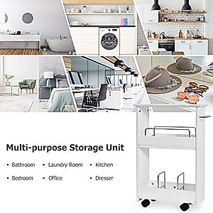 ARLIME 3 Tier Bathroom Storage Cart, Wooden Rolling Storage Cabinet w/ Towel Rack and Side Handle, Lockable Wheel, Side Storage Organizer for Bathroom Kitchen Laundry