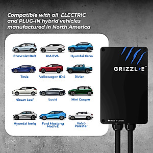 Grizzl-E Classic Level 2 240V / 40A Electric Vehicle (EV) Charger UL & Energy Star Certified Metal Case Indoor/Outdoor Electric Car Fast Wall Charging Station, NEMA 14-50 Plug, Classic Black