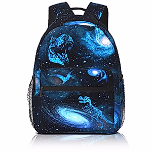 Dinosaur Backpack for Men Animals Blue Space Galaxy Print Bookbags for Men Lightweight Waterproof Adjustable Strap Bags Travel Laptop Backpack