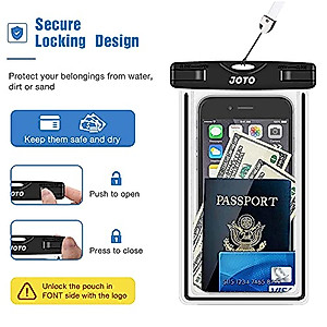 JOTO [2 Pack Universal Waterproof Pouch Cellphone Dry Bag Case for Phones up to 7.0" Bundle with Universal Waterproof Case for Phones up to 6.5"