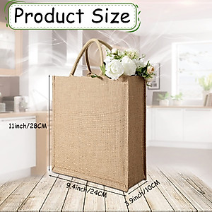 36 Pcs Burlap Gift Bags Burlap Tote Bag with Handles Small Reusable Burlap Bags Jute Bridesmaid Bags Welcome Lined Blank Totes for Wedding, Shopping, Grocery, DIY, Beach, Party, 11 x 9.5 x 3.9 Inch