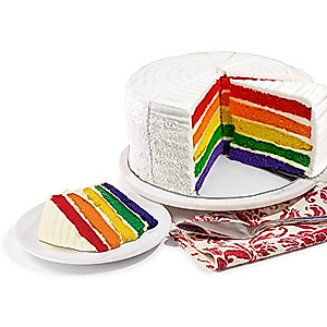 David's Cookies Layered Rainbow Cake 10" - Pre-sliced 14 pcs. Fresh Gourmet Bakery Dessert With 5 Bright and Colorful Layers, Great Gift Idea for Women, Men and Kids