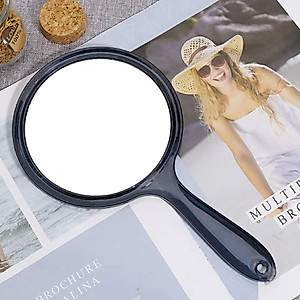 TOPYHL Makeup Hand Mirror, Double-Sided 3X 1x Magnifying Large Travel Handheld Mirror Cosmetic Mirror Acrylic Clear Finish Round Mirror (Black)