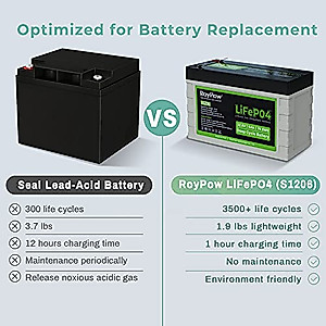 12V 6Ah LiFePO4 Lithium Battery, RoyPow 12V 6Ah LiFePO4 Battery 3500 Cycles 12V Deep Cycle LiFePO4 Battery with Low-Temperature Cut-Off, 9 Amp Discharge Rate for Power Wheel, Scooters, Fish Finders