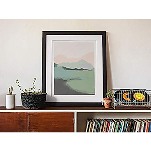 Mountain View, Minimalist Abstract Art, Blue Green Contemporary Wall Art For Home Decor, Modern Boho Art Print Poster, Country Farmhouse Wall Decor 11x14 Inches, Unframed (Mountain View #1)