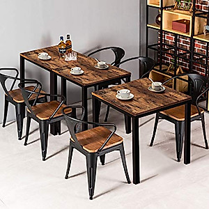 MUPATER Square Industrial Kitchen Dining Table for Small Spaces, Dining Table Desk with Stable Metal Sturdy Construction, 27.6''W x 27.6''L x 29.5''H, Rustic Brown
