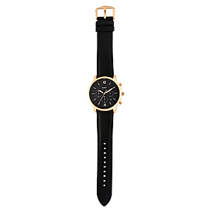 Fossil Men's Neutra Quartz Stainless Steel and Leather Chronograph Watch, Color: Rose Gold, Black (Model: FS5381)